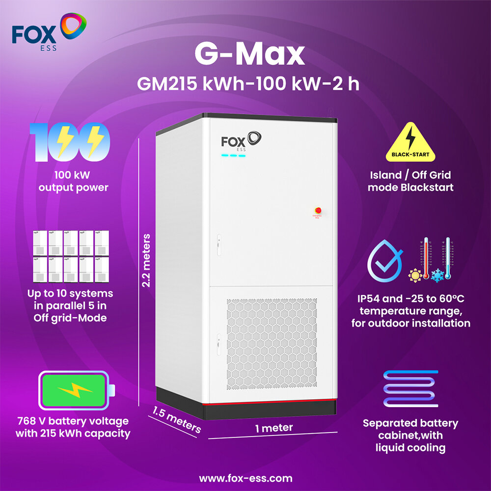 FOX ESS G-MAX 215kWh / 100Kw-2H All-in-One Inverter, Battery Sto, 53.026,40